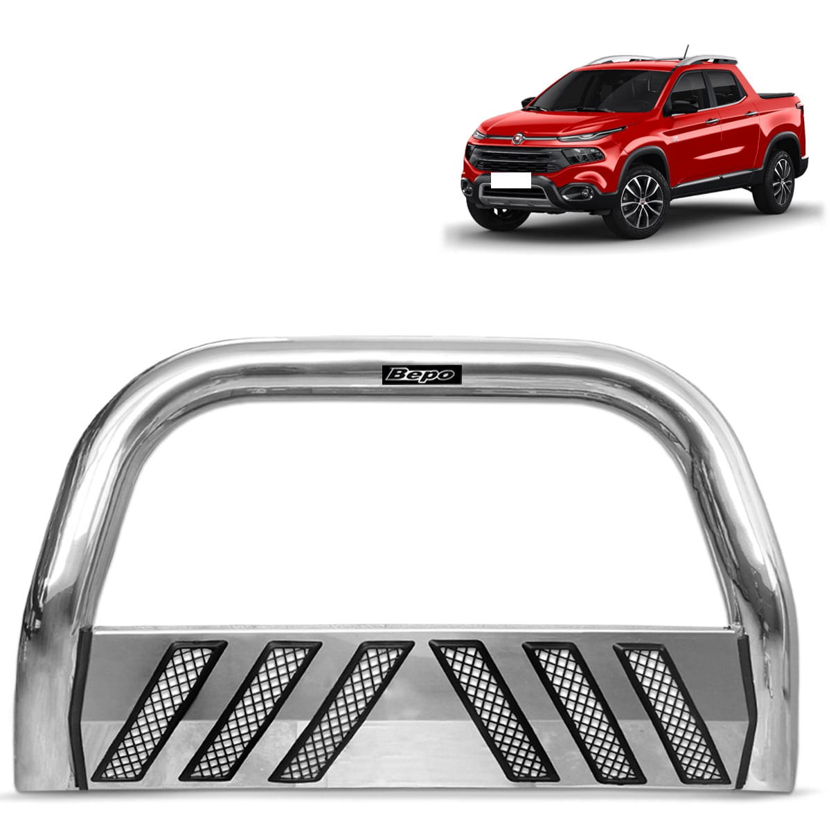 Parachoque de Impulsão Fiat Toro Diesel 2016 a 2021 MataBoi Cromado Bepo
