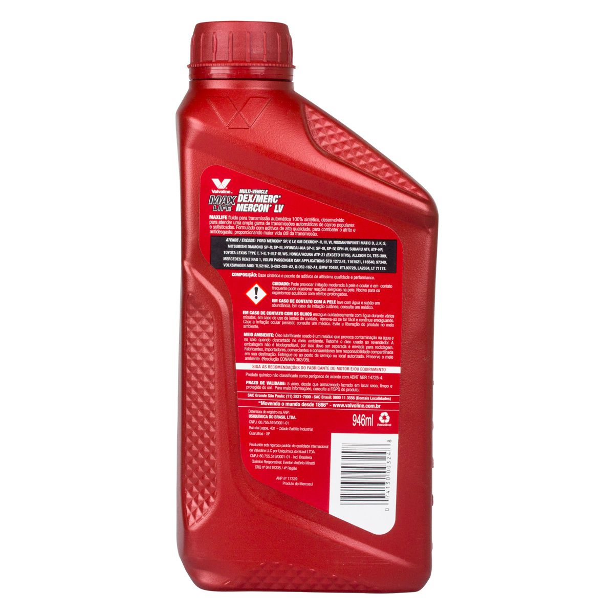 Óleo de Câmbio Automático Valvoline ATF Max Life 946ml