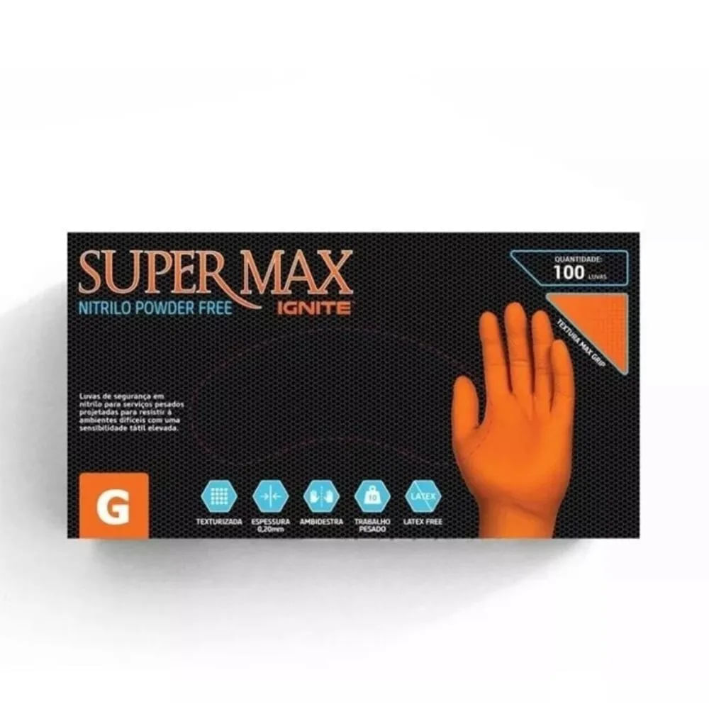 LUVA NITRÍLICA DE SEGURANÇA CONTRA AGENTES QUÍMICOS LARANJA NITRILO ...